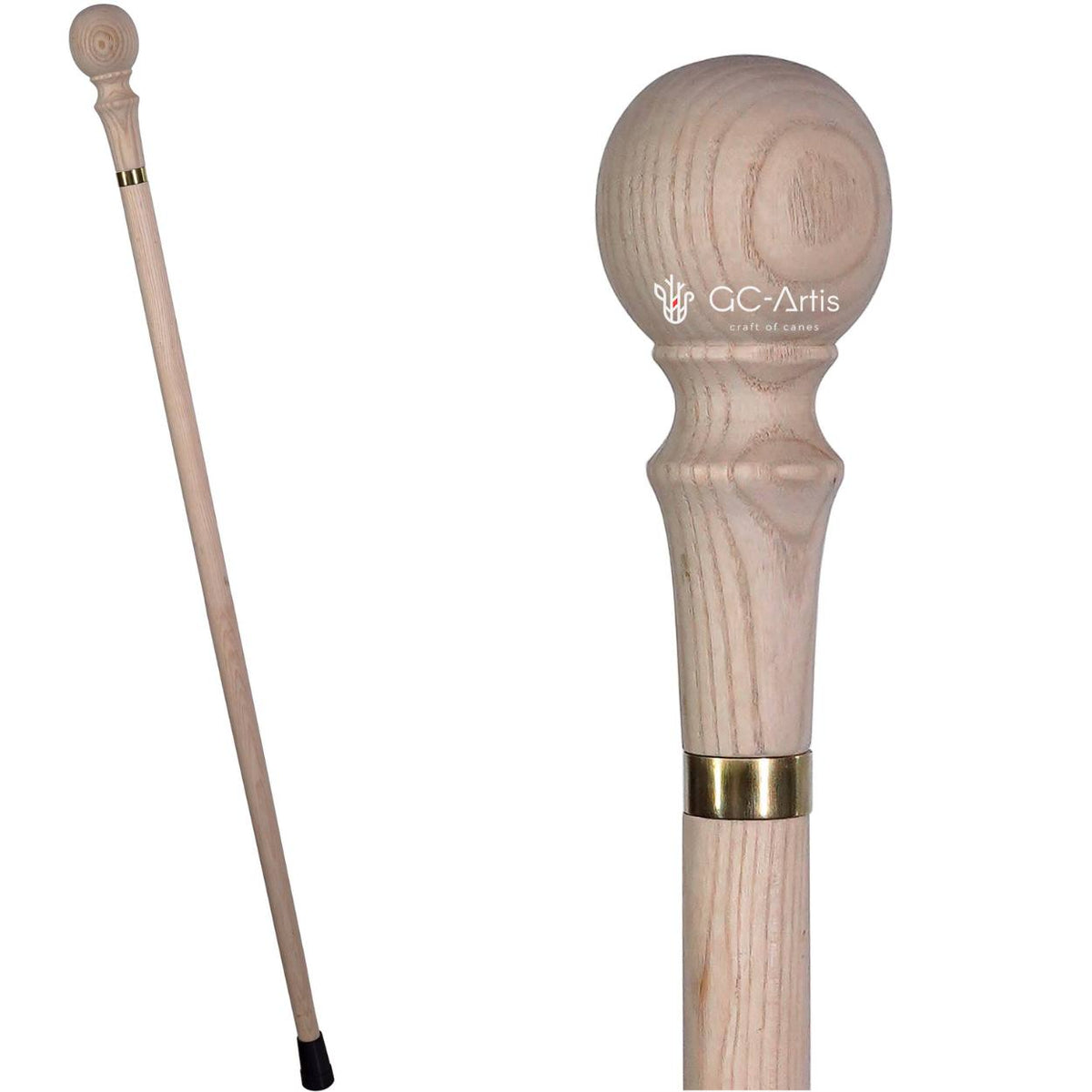 Classic Knob Style walking stick cane unpainted blank with Ball on a t ...