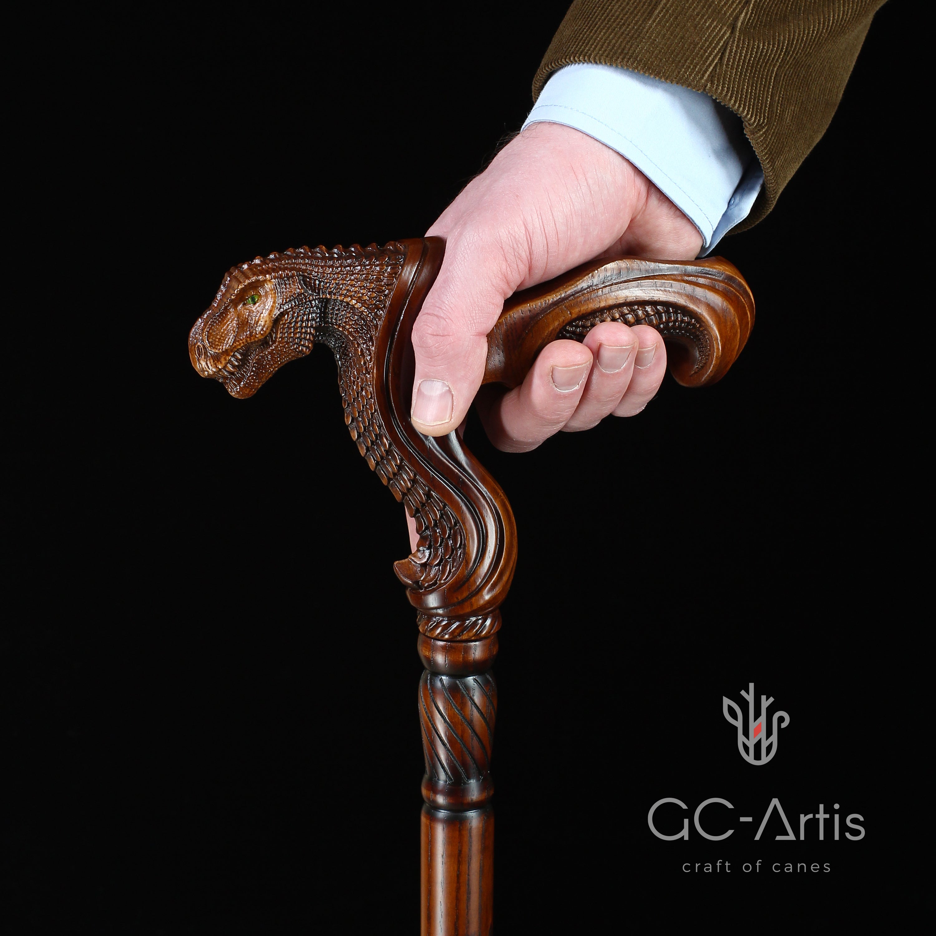 T-rex Wooden Walking Stick Cane GC-Artis – GC-Artis Walking Sticks Canes