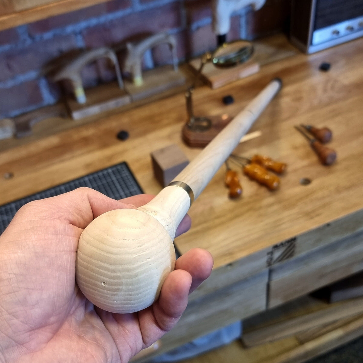 Classic Knob Style walking stick cane unpainted blank with Ball on a t ...