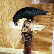BLACK CROW & SKULL Wooden Walking Stick Goth Style – GC-Artis Walking ...