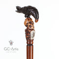 BLACK CROW & SKULL Wooden Walking Stick Goth Style – GC-Artis Walking ...