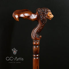 Lion Wooden Walking Stick Cane GC-Artis