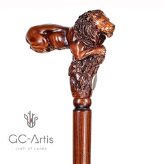Stylish Wooden Walking Stick Cane - Lion King – GC-Artis Walking Sticks ...