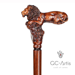 Stylish Wooden Walking Stick Cane - Lion King – GC-Artis Walking Sticks ...