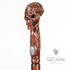 EGYPTIAN SKULL Wooden Walking Stick Cane Ankh Cross – GC-Artis Walking ...