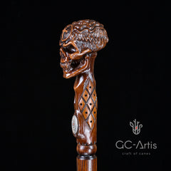EGYPTIAN SKULL Wooden Walking Stick Cane Ankh Cross – GC-Artis Walking ...