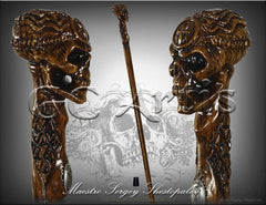 EGYPTIAN SKULL Wooden Walking Stick Cane Ankh Cross – GC-Artis Walking ...