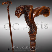 T-Rex Dinosaur Head - Ergonomic Handle Walking Stick Cane Wooden