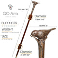 Sparrow Bird Walking Stick Cane Solid Bronze & wood