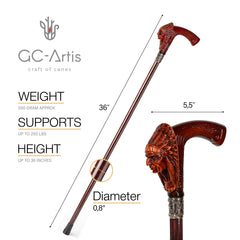 Native American - Indian Chief Wooden walking stick cane – GC-Artis ...