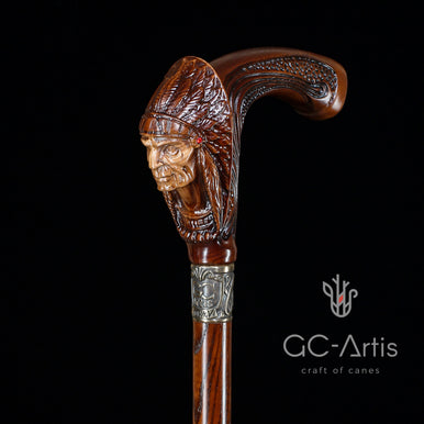 Native American - Indian Chief Wooden walking stick cane – GC-Artis ...